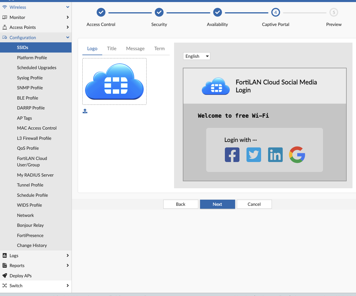 Captive Portal | FortiLAN Cloud 24.2.0 | Fortinet Document Library